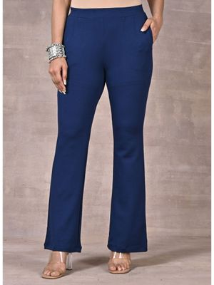 Buy Lakshita Navy Blue Bootcut Trousers Online