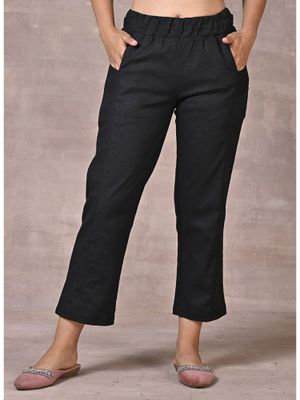 Buy Lakshita Black Plain Regular Capri Online