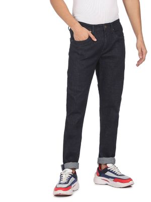 Buy AD By Arvind Men Dark Blue Slim Fit Rinsed Jeans Online