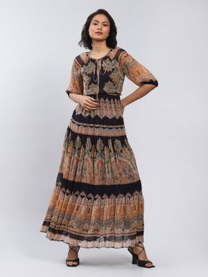 Buy Label Ritu Kumar Black Printed Maxi Dress Online