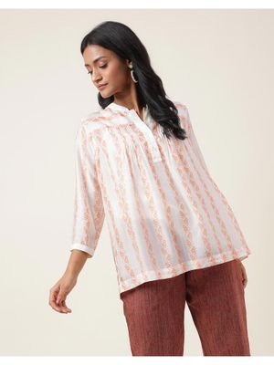 Buy Fabindia White Rayon Blend Pintucks Top with Slip (Set of 2) Online