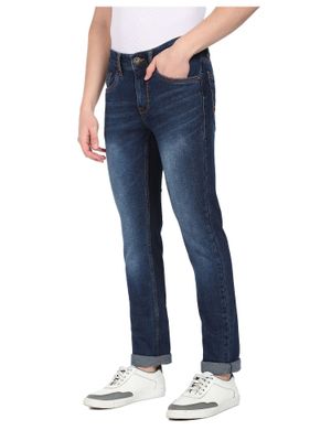Buy AD By Arvind Men Navy Blue Mid Rise Stone Wash Skinny Fit Jeans Online