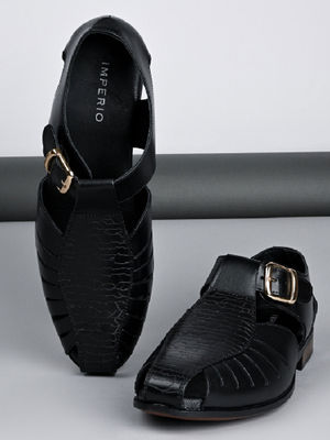 Buy Imperio Black Men Ethnic Pathani Sandals Online