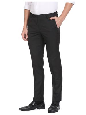Arrow Formal Trousers : Buy Arrow Men Black Mid Rise Hudson Tailored ...