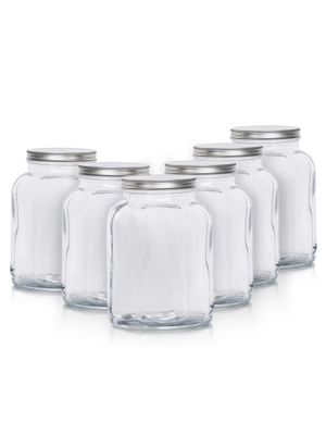 Buy Anko 1L Clear Fluted Glass Jar for Kitchen Storage, Set Of 6 Online