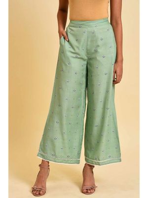 Buy W Green Floral Parallel Pant Online