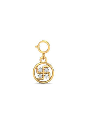 Buy KuberBox 18K Yellow Gold Diamond Swastika Charm Online