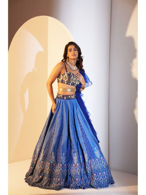 Buy Rashika Sharma Trisha Blouse, Lehenga with Dupatta and Belt (Set of ...