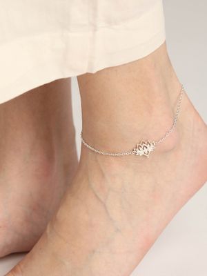 Buy CLARA 925 Sterling Silver Lotus Adjustable Chain Anklet Payal ...