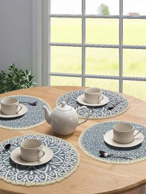 Buy Saral Home Cotton Printed Round Table Mat (Grey, 38 x 38 Cm) -Pack ...