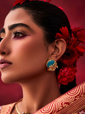 Buy Aulerth Turquoise Odeta Statement Studs by Ekaya banaras Online