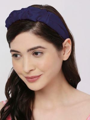 Buy OOMPH Royal Blue Satin Silk Broad Hair Band Head Band Online