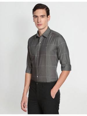 Buy Arrow Newyork Grey Outline Check Matrix Formal Shirt Online