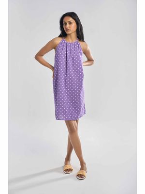 Buy TERRA LUNA Saba Lavender Polka Dots Dress (XS) Online