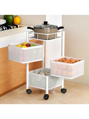 Buy Kuber Industries 3-Tier Revolving Multipurpose Storage Rack With ...