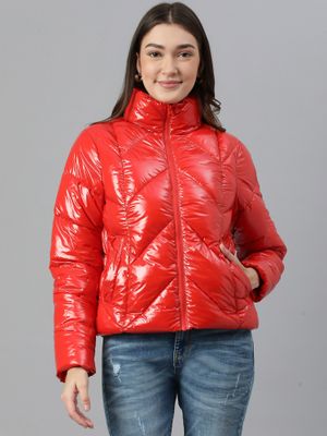 Buy WOODS Women Red High Neck Jackets Online