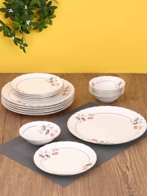 Buy CLAY CRAFT Fine Ceramic Flower Printed Dinner Set - 18 Pieces Online
