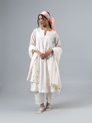 Buy Shades of India White Embroidered Rini Dupatta Online