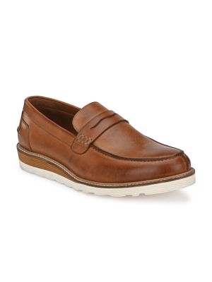 Buy Delize Mens Tan Solid Moccasin Online