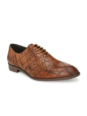 Buy Delize Mens Tan Textured Derby Shoes Online