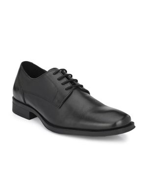 Buy Delize Mens Black Solid Leather Derby Shoes Online