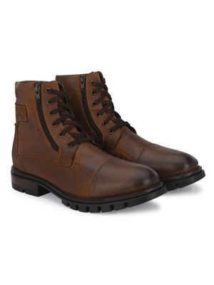 Delize Lace-Up : Buy Delize Mens Brown Solid Derby Ankle Boots Online ...