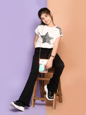 Buy Spunkies Black Star Top New Print White Online