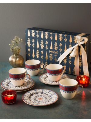 Buy Fabindia Multi-Color Falak Ceramic Cup & Saucer Gift Set Online