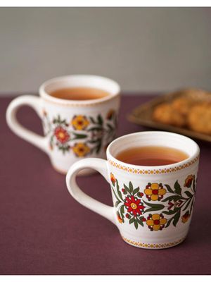 Buy Fabindia Multi-Color Ceramic Casted Pushp Mug Online