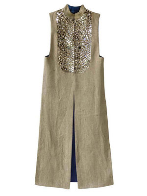 Buy dash and dot Nude Sleeveless Jute Jacket Online