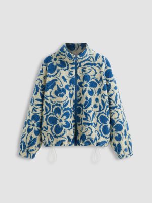 Buy Cider Fleece High Neck Floral Pocket Drawstring Oversized Jacket (XS) Online