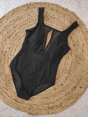 Buy Addery Black Monokini With Mesh Details Sleek And Elegant Swimwear ...