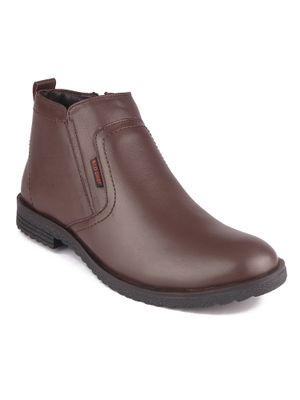 Buy Red Chief Brown Leather Casual Solid Zipper Boots For Men Online