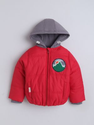 Buy Little Kangaroos Boys Quilted Hooded Red Jacket (1-2 Years) Online
