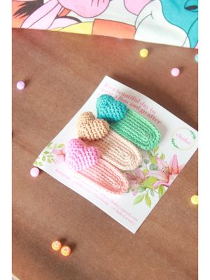 Choko Hair Clip : Buy Choko Kids Crochet Hearts 3 Clips Set-Handmade ...
