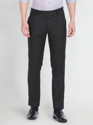 Buy Arrow Hudson Tailored Fit Micro Checks Trouser-Black (30) Online
