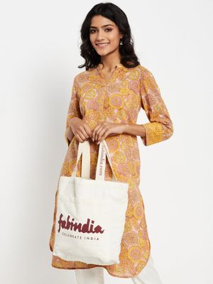Buy Fabindia Fabric Off White Tote Bag Online