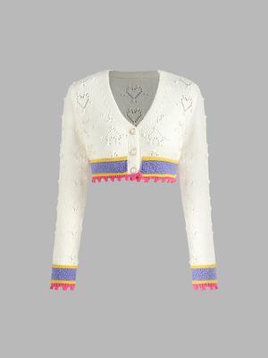 Buy Cider Heart Stripe Knit Cardigan Online