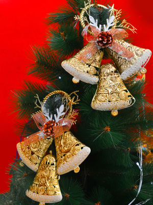 Buy Tayhaa Gold Whimsical Hanging Half Jingle Bells (Pack Of 2) Online