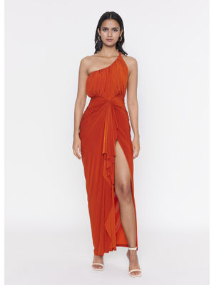 Buy Deme Patricia Rust One Shoulder Gown Online