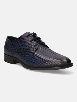 Buy Bugatti Zavinio Dark Blue Men Leather Derby Formal Shoes Online