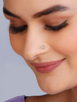Buy GIVA 14K Yellow Gold Enraptured Bliss Diamond Nose Pin Online