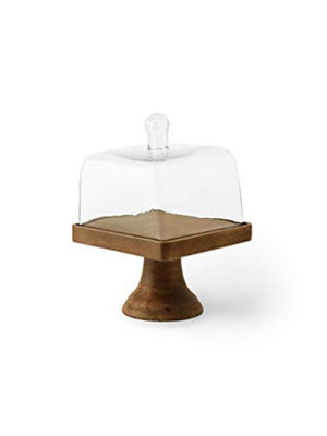 Buy Ellementry Square Glass Cloche Dome With Wooden Stand Online