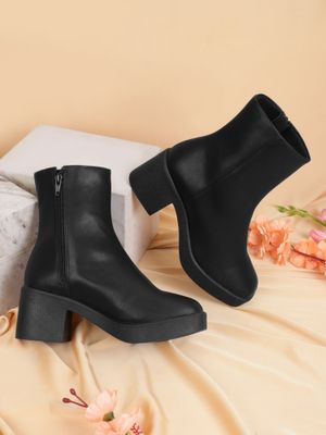 Buy Truffle Collection Black Solid Boots Online