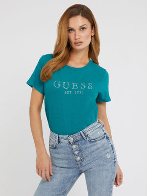 Buy Guess Women Teal Short Sleeves T-Shirt Online