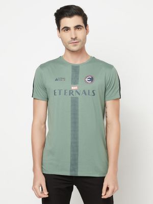 Buy Octave Men Olive Green Typography Printed Round Neck T-Shirt Online