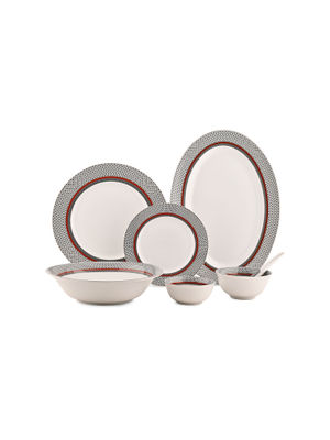 Buy HITKARI POTTERIES Burgundy 33 Pc Dinner Set Online