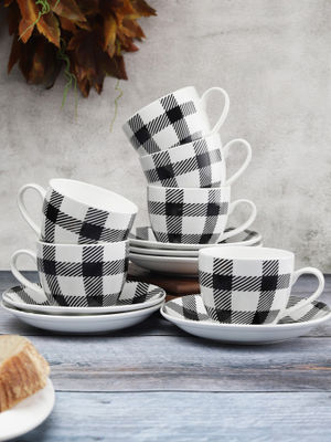 Buy CLAY CRAFT Fine Ceramic Cup and Saucer Set of 12 ( 6 Cups + 6 ...