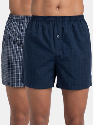 Buy Jockey Blue & White 8222 Cotton Checkered Inner Boxers (Pack of 2 ...
