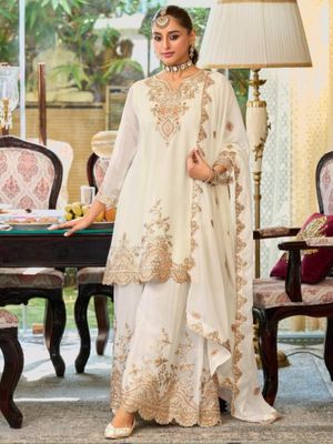 Buy Autumnlane Roshandan Pearl Full Work Kurta & Sharara with Dupatta ...